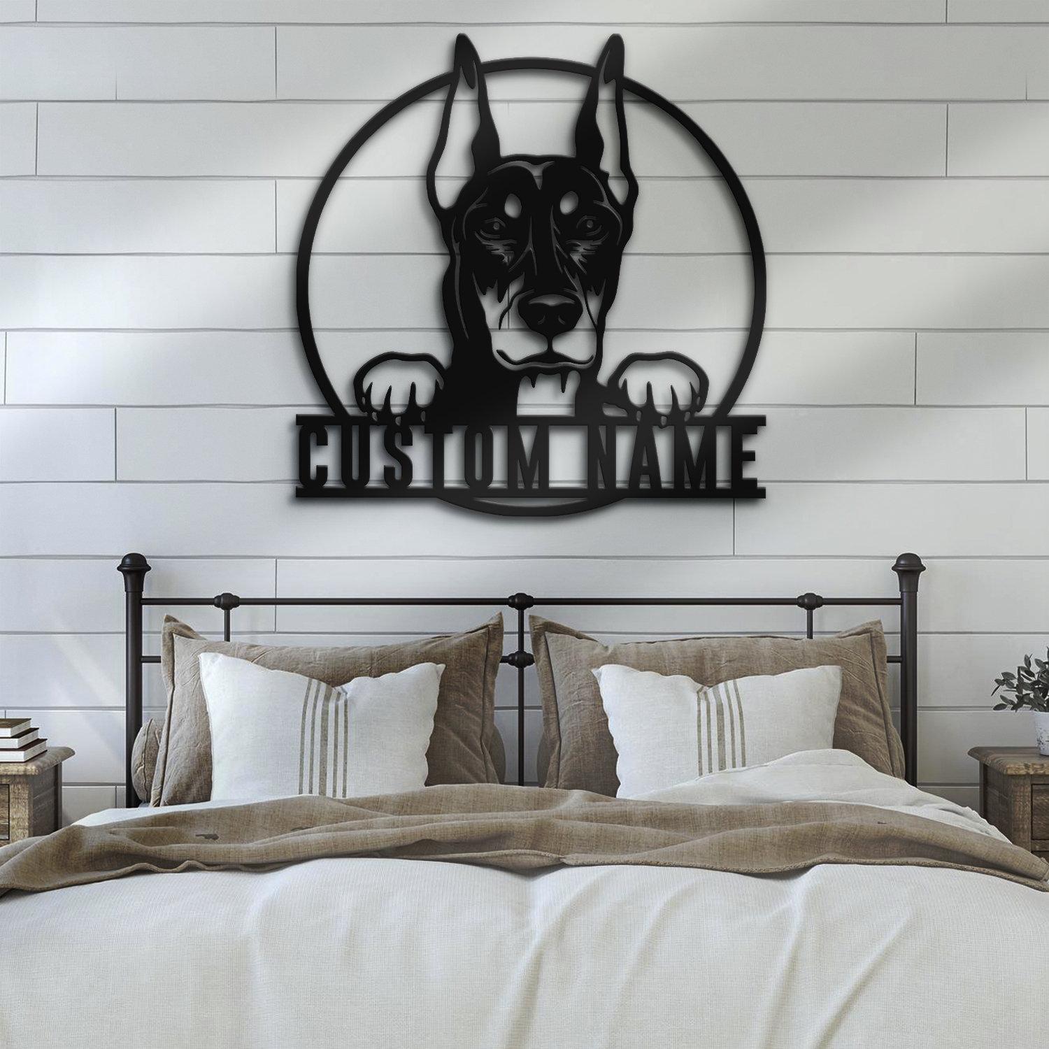 Custom Doberman Pinschers Metal Wall Art LED Light - Dreamrooma