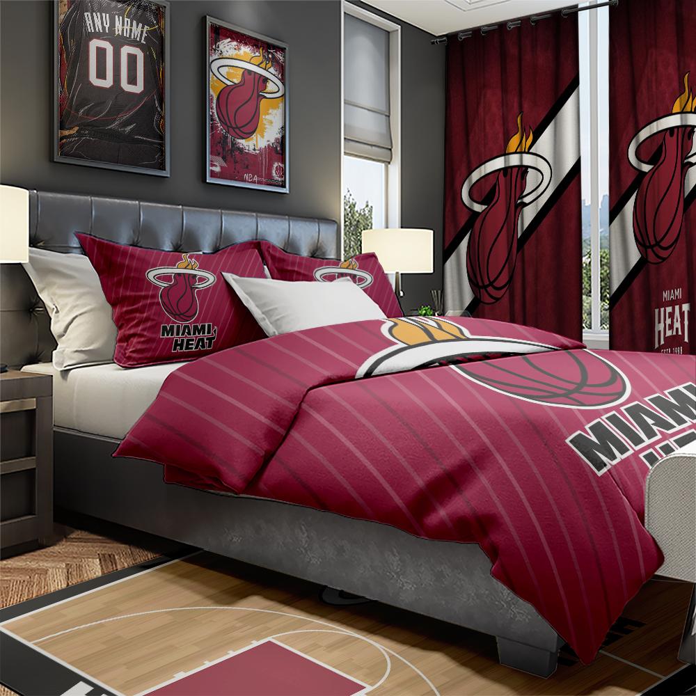 NBA Miami Heat Basketball Team Bedroom Set Duvet Cover Area Rug Canvas ...