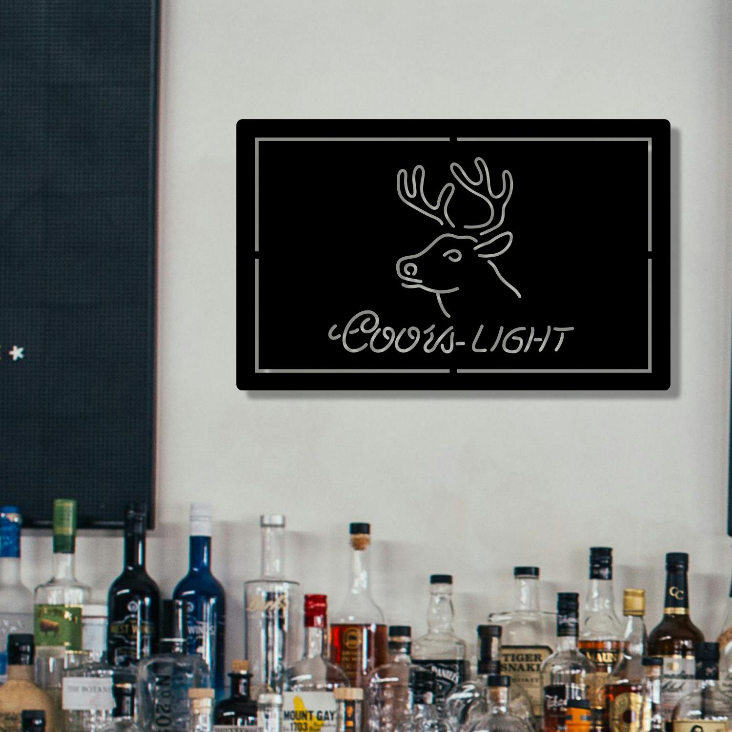 Coors Light Deer Buck Head Metal LED Sign Man Cave Home Bar Wall Art ...