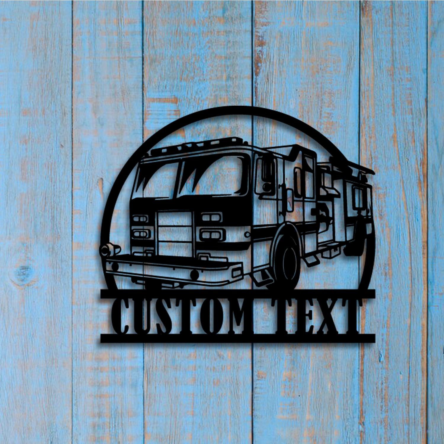 Custom Fire Truck Metal Sign with LED Light Firefighter Office Wall ...
