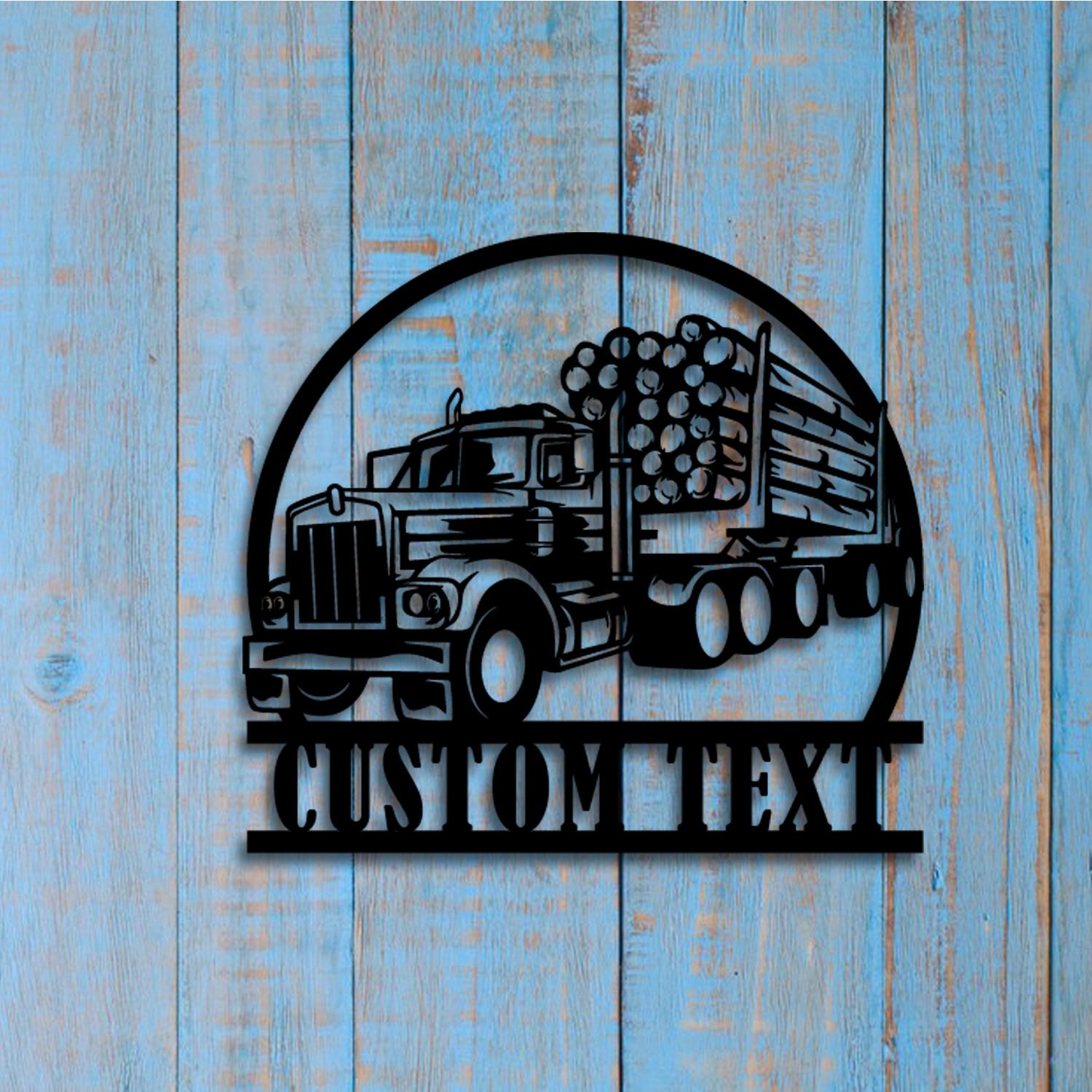 Custom Logging Truck Metal Sign with LED Light Lumber Heavy Equipment ...