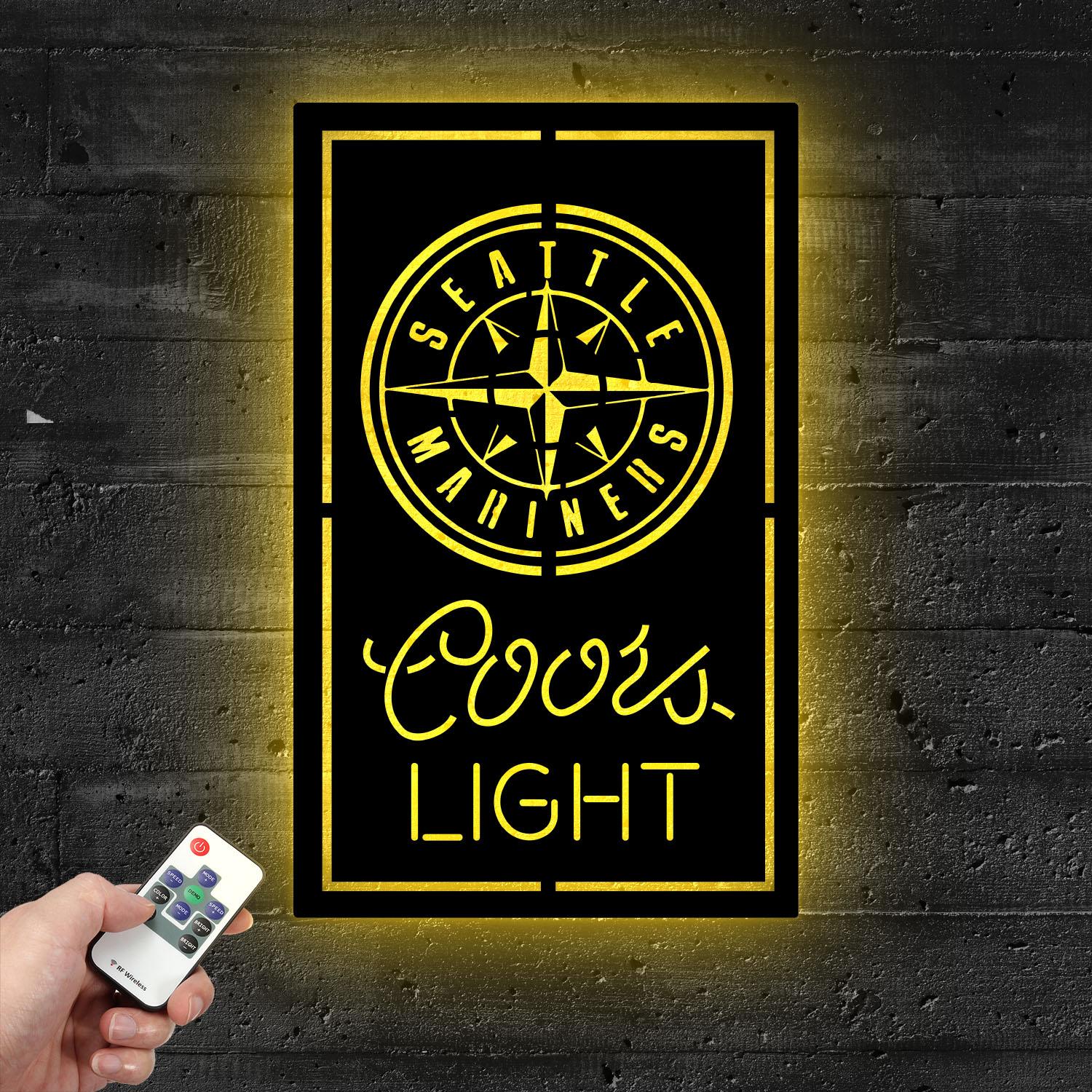 Seattle Mariners Coors Light Metal LED Sign Man Cave Home Bar Wall Art ...