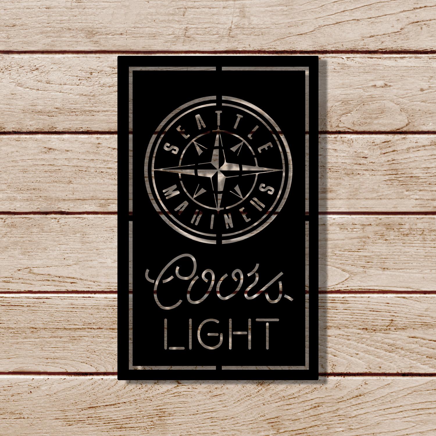 Seattle Mariners Coors Light Metal LED Sign Man Cave Home Bar Wall Art ...