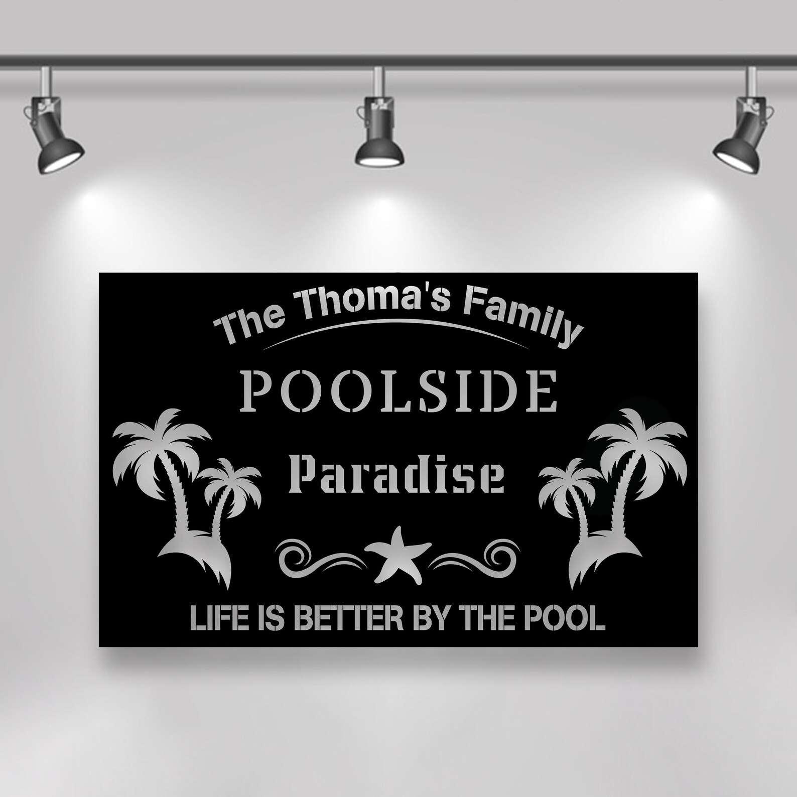 Personalized Poolside Metal Wall Art Swimming Pool Sign Backyard Pool ...