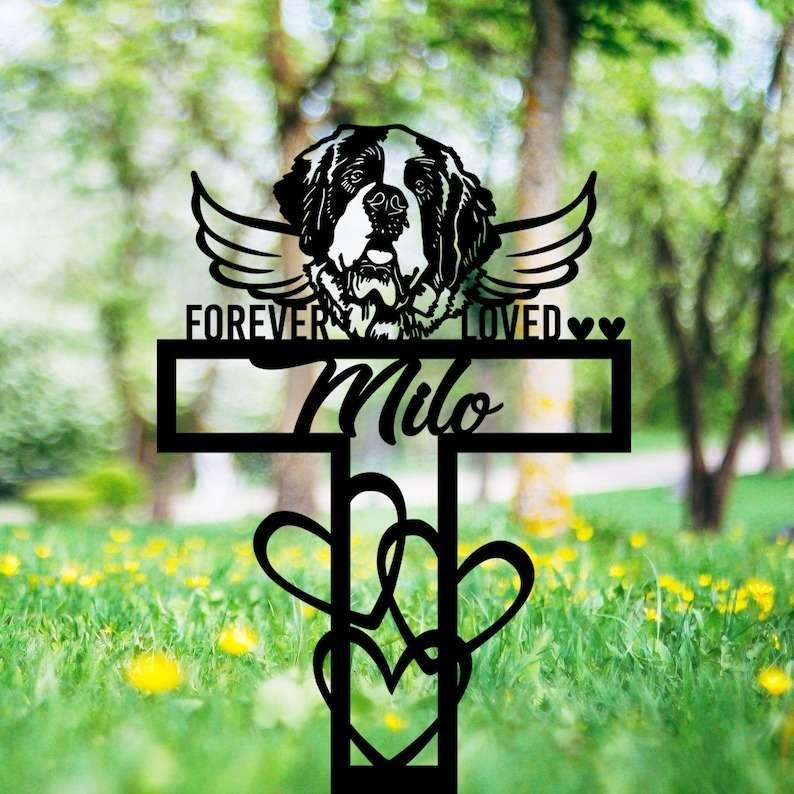 Personalized St Bernard Memorial Sign Yard Stakes Pet Grave Marker ...